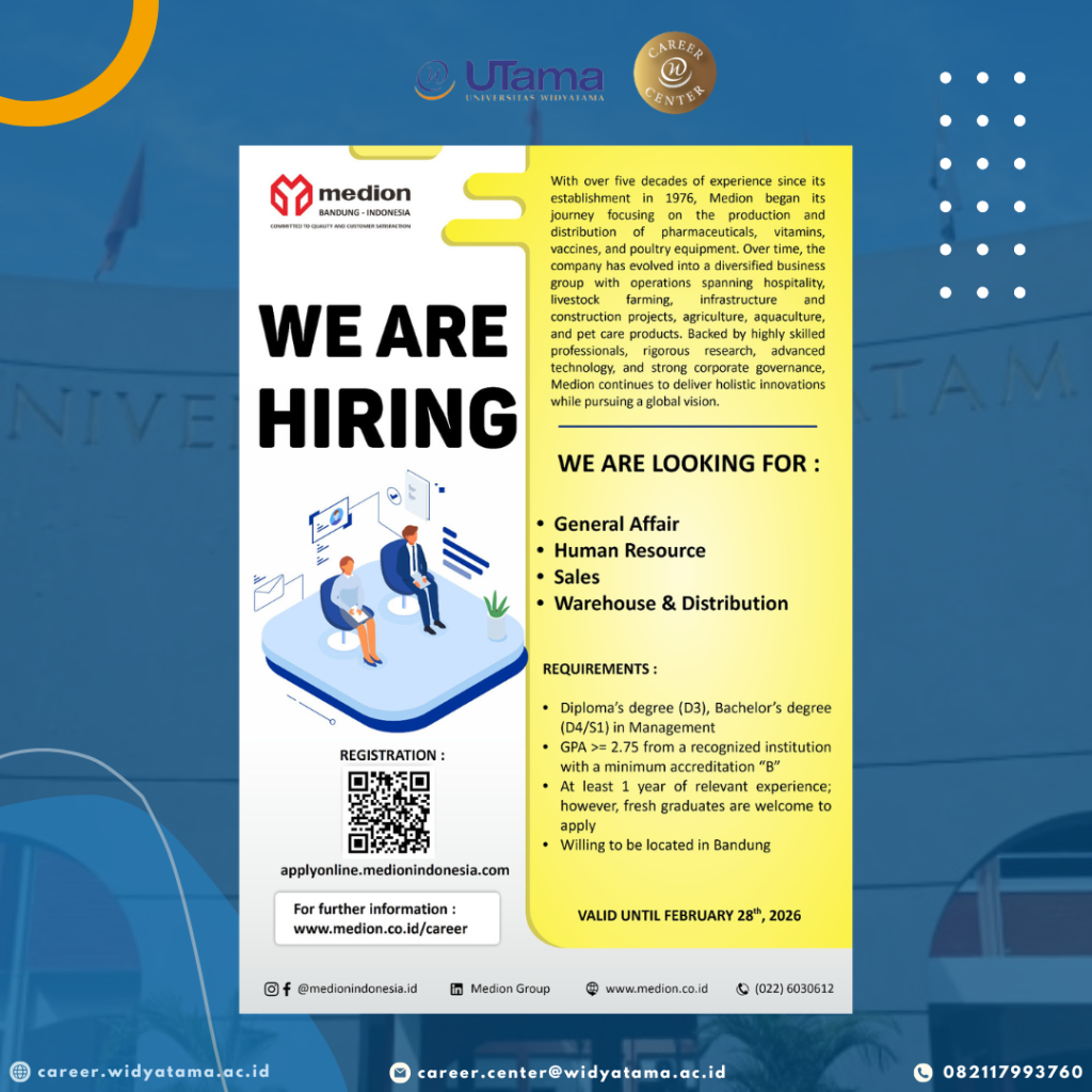 INFO LOKER - PT Medion Farma Jaya - Career Center Universitas Widyatama